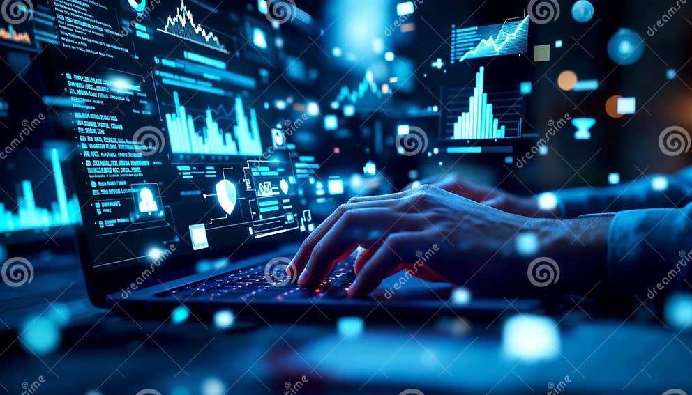 Cybersecurity Visualization with Futuristic Digital Interface and ...