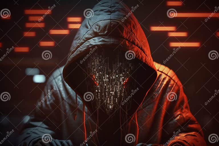 Cybersecurity Vulnerability Hacker, Coding,malware Concept.Hooded Computer Hacker . Digital ...