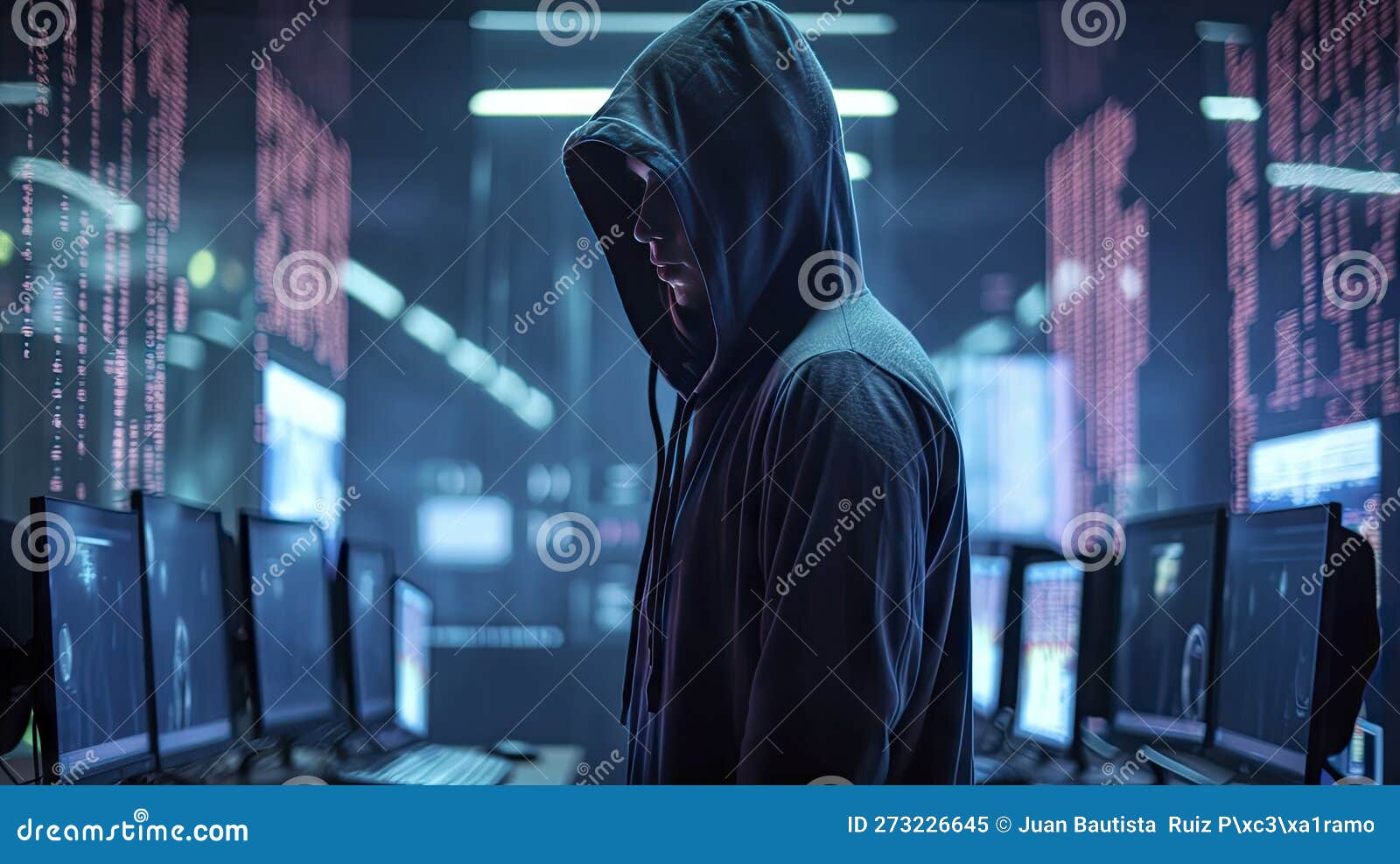 Hooded Computer Hacker With Laptop Icon Cartoon Vector | CartoonDealer ...