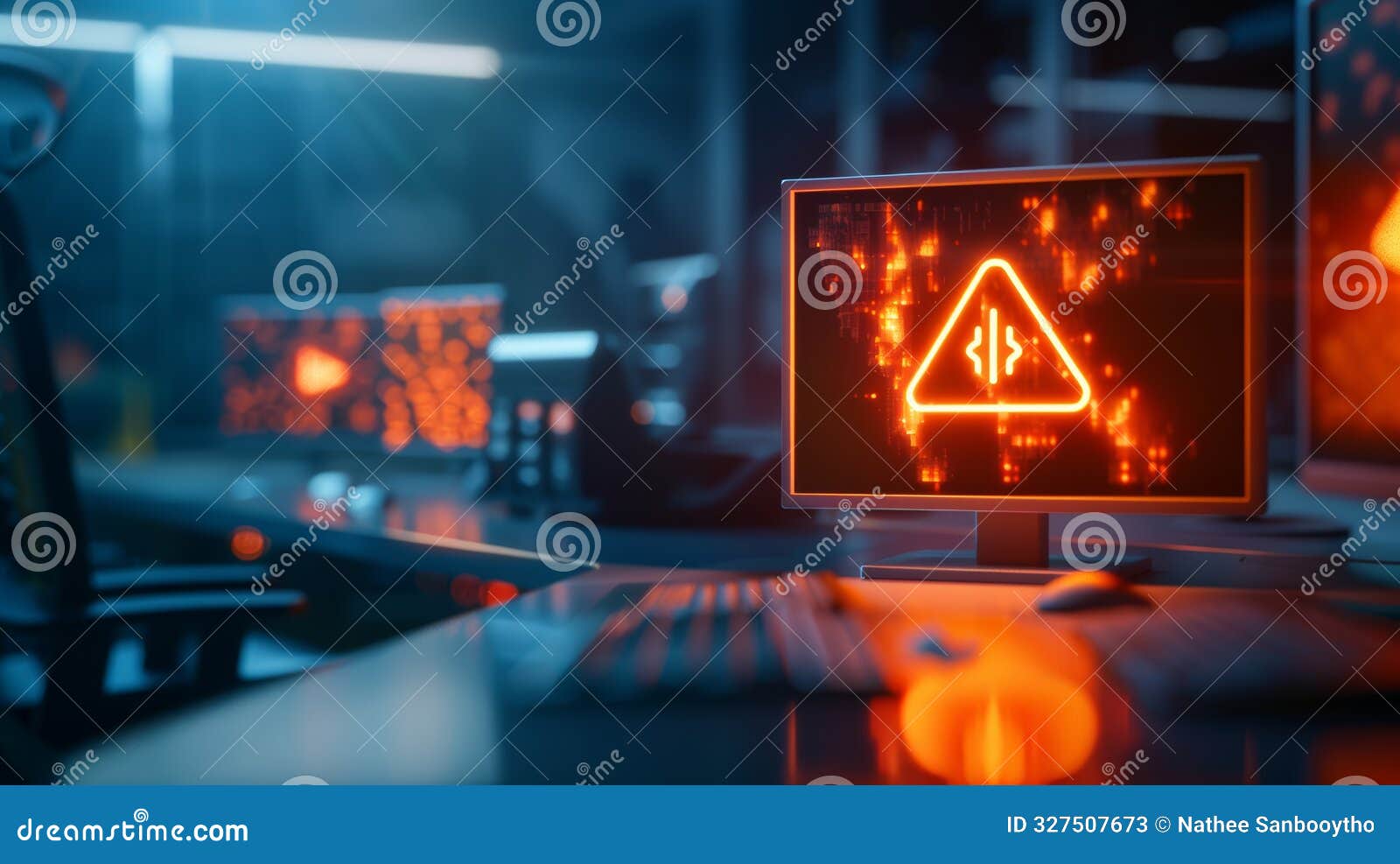 Cybersecurity Warning on Computer Screen Stock Illustration ...