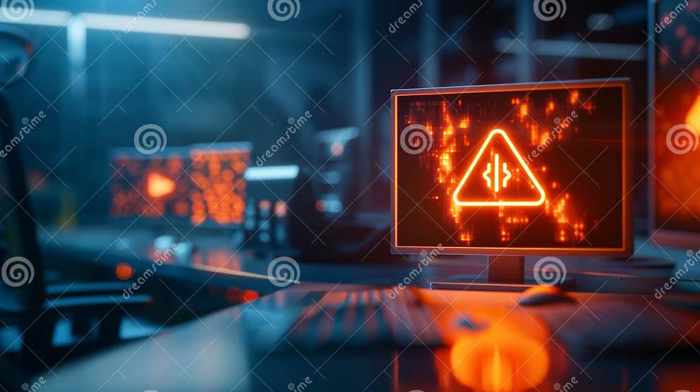 Cybersecurity Warning on Computer Screen Stock Illustration ...