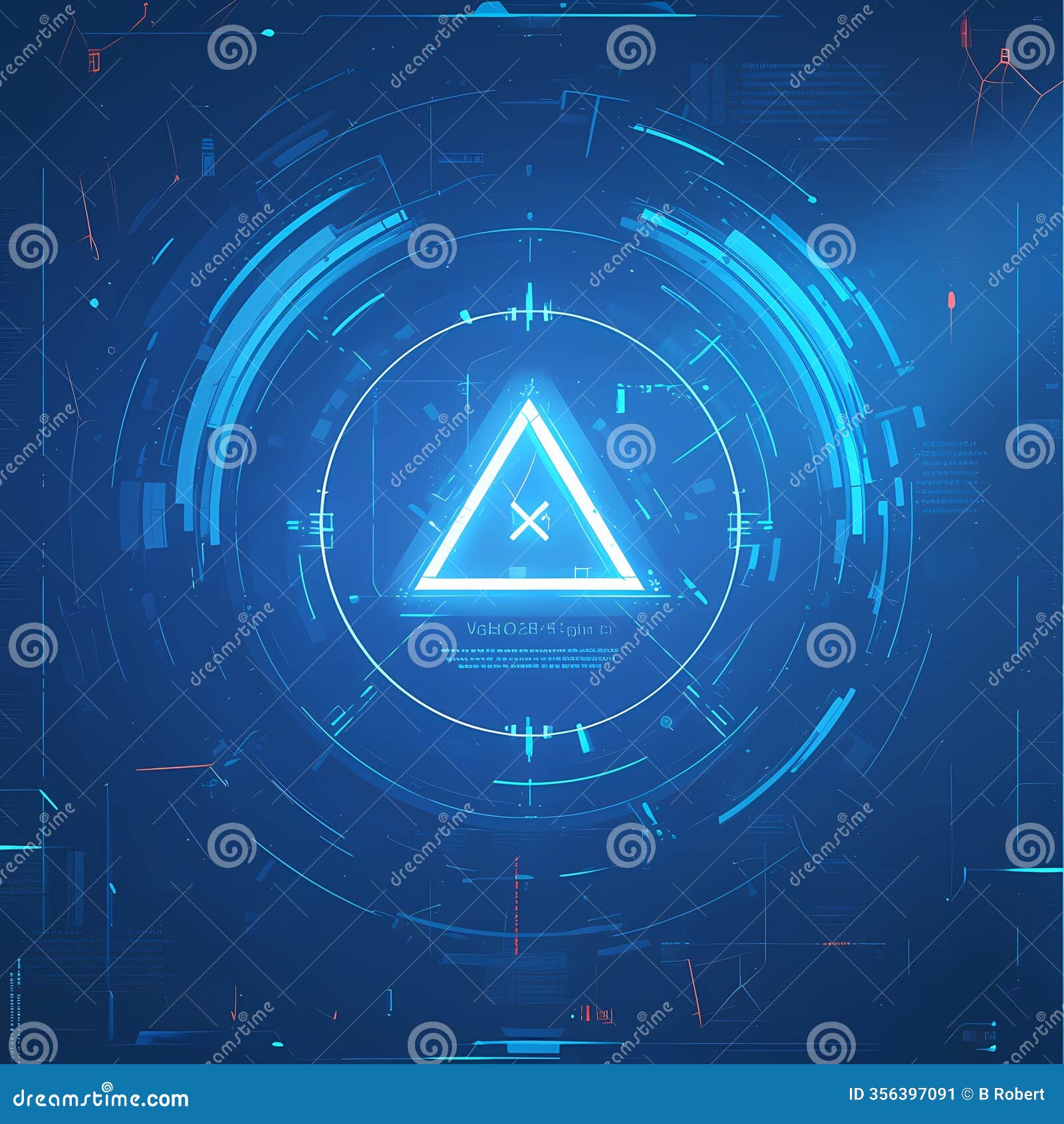Cybersecurity Warning Triangle Stock Illustration - Illustration of ...
