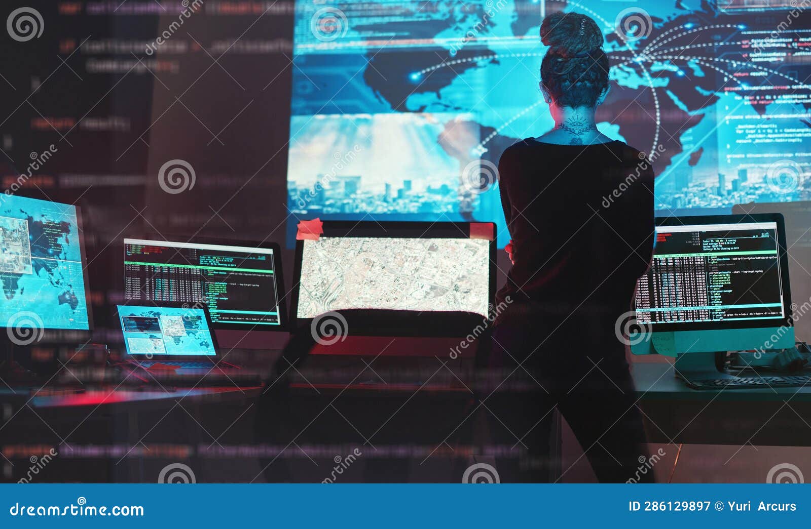 Cybersecurity, Woman Hacker and Global Network Code for Phishing ...