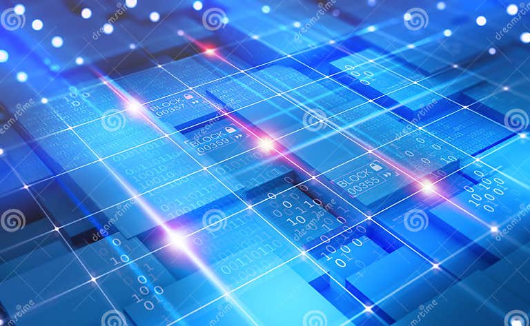 Cyberspace Abstract Concept. Blockchain Network Stock Illustration - Illustration of computer ...