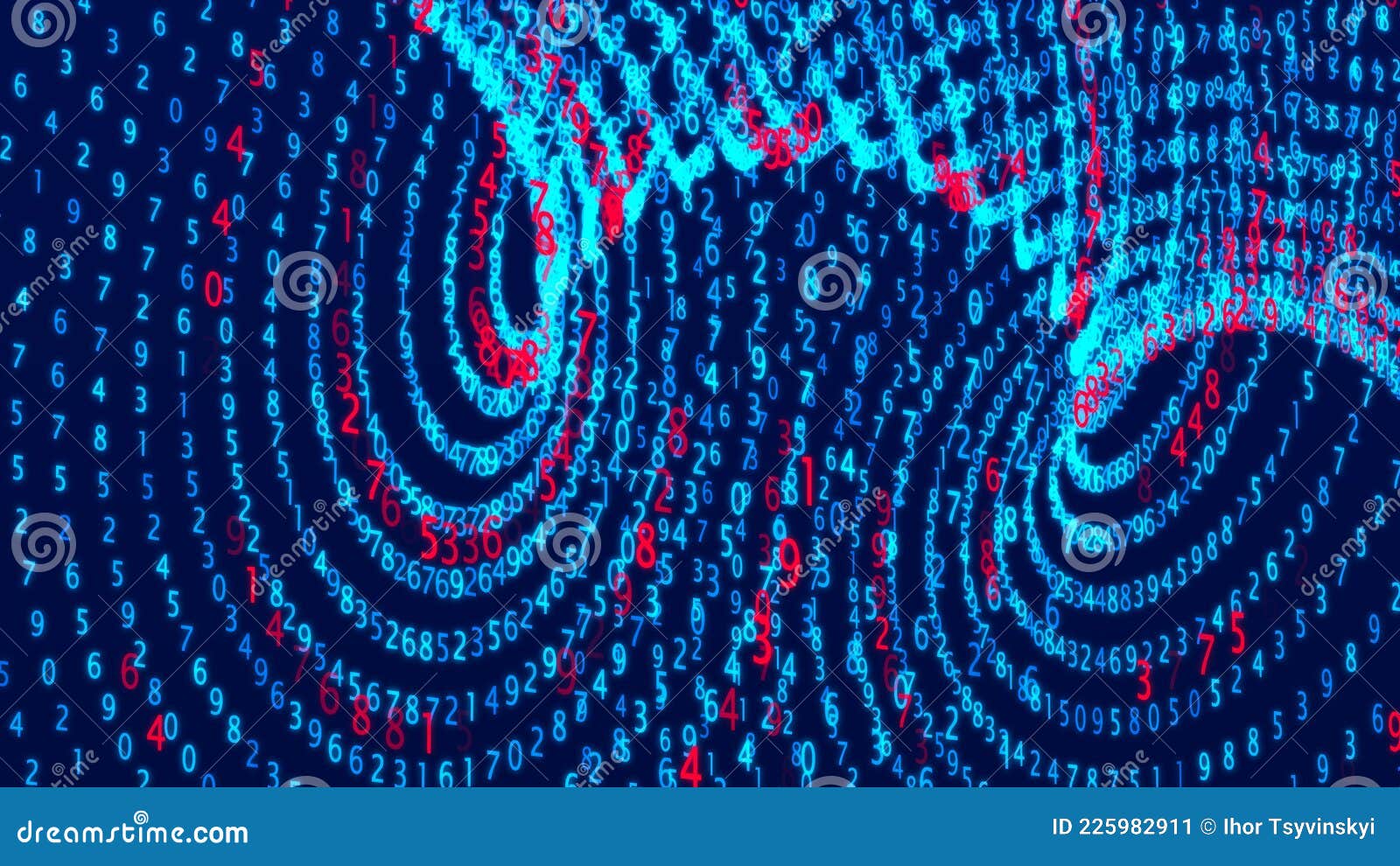 Cyberspace Background with Digits Set of Different Sizes. Technology or ...