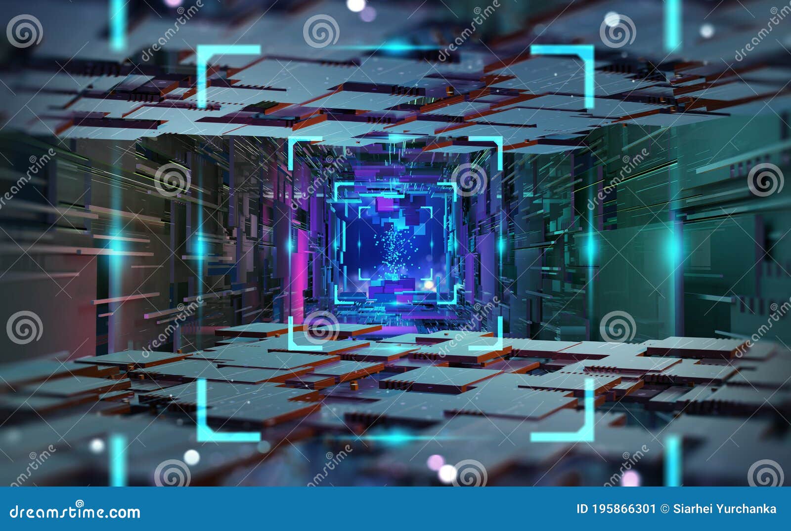 Cyberspace. Digital Database 3D Illustration. Abstract Concept of a Future Computer Stock ...