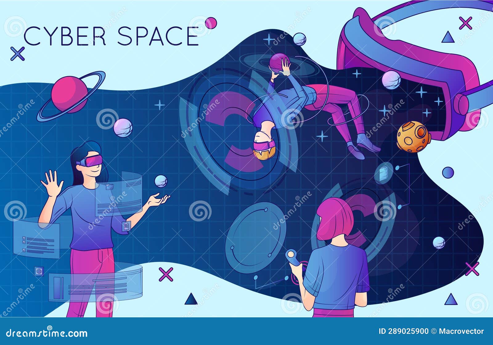 Cyberspace Flat Poster stock vector. Illustration of device - 289025900