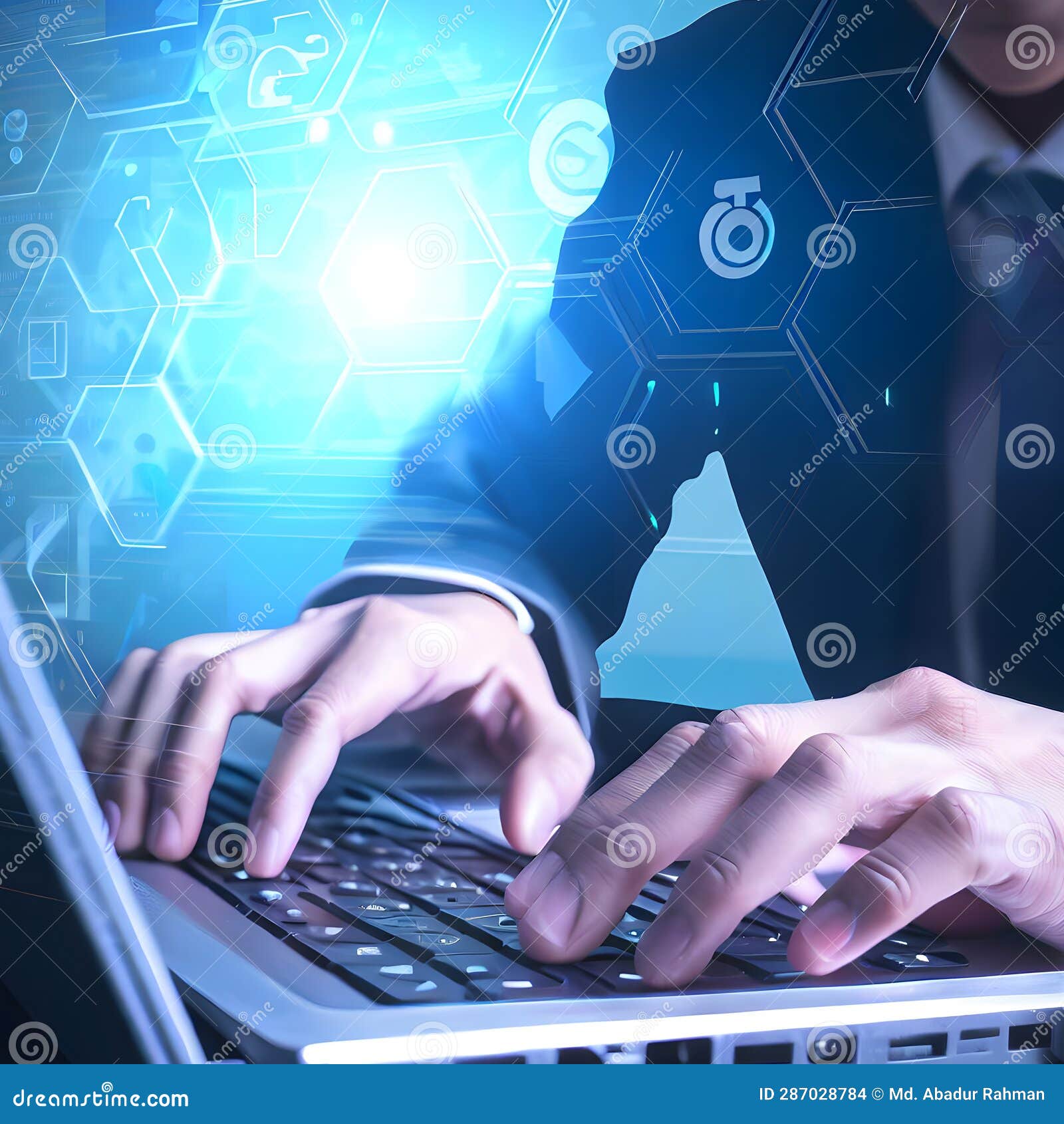 Cyberspace Hacker Typing On Keyboard And Trying Confidential Security Protection Management Ai
