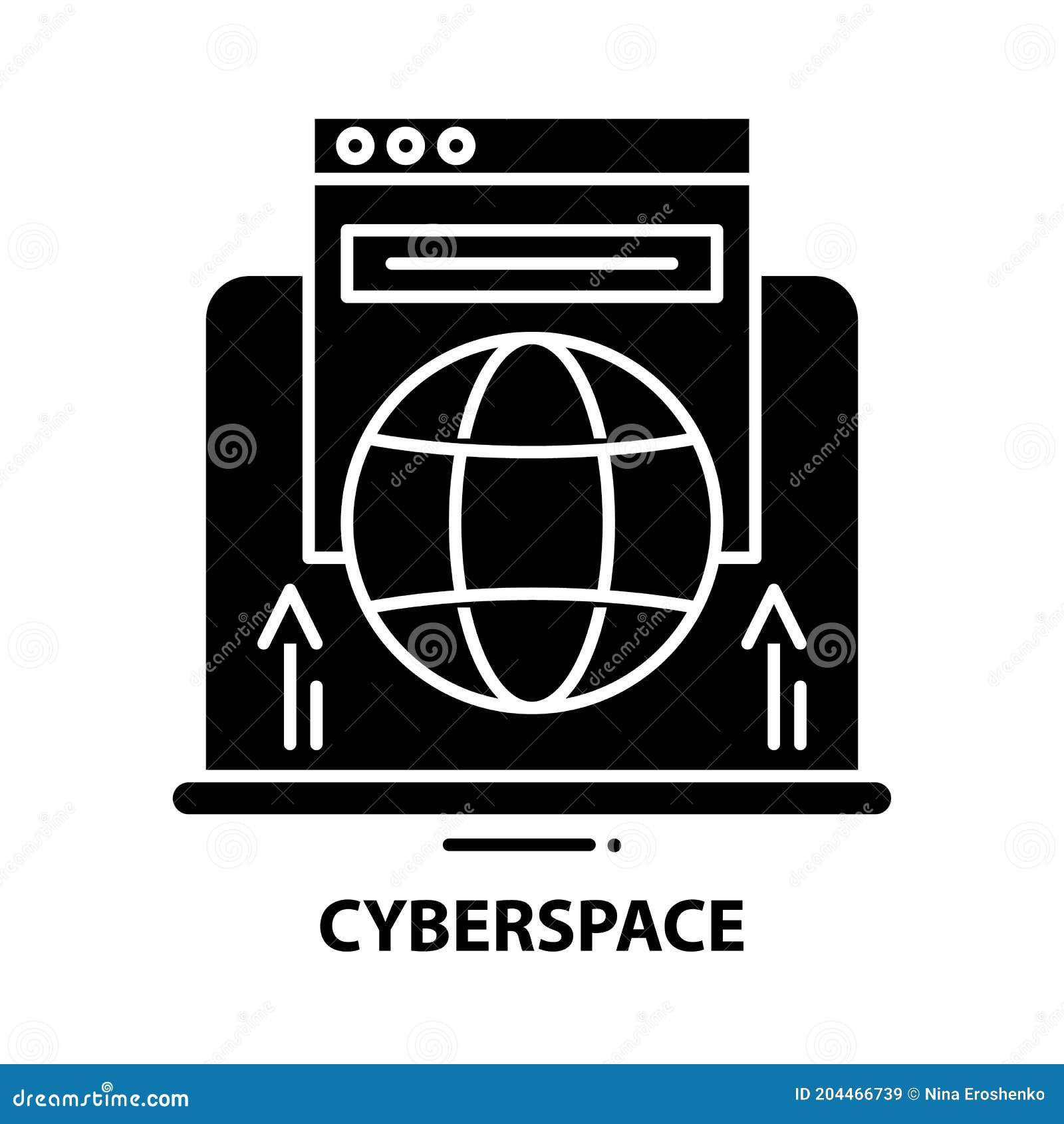 Cyberspace Icon, Black Vector Sign with Editable Strokes, Concept ...