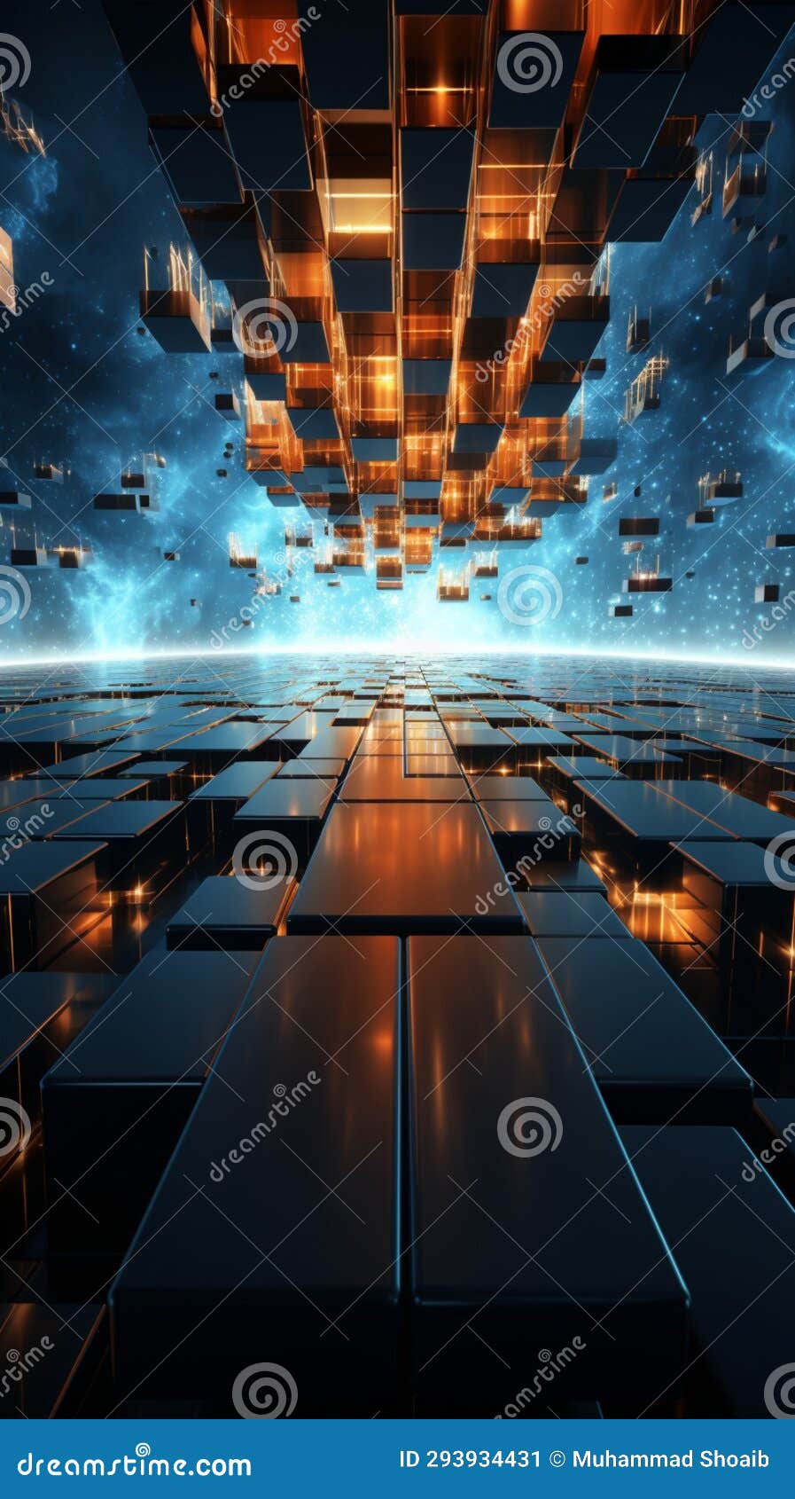 Cyberspace Meets a 3D Technology Cube in a Striking Background ...