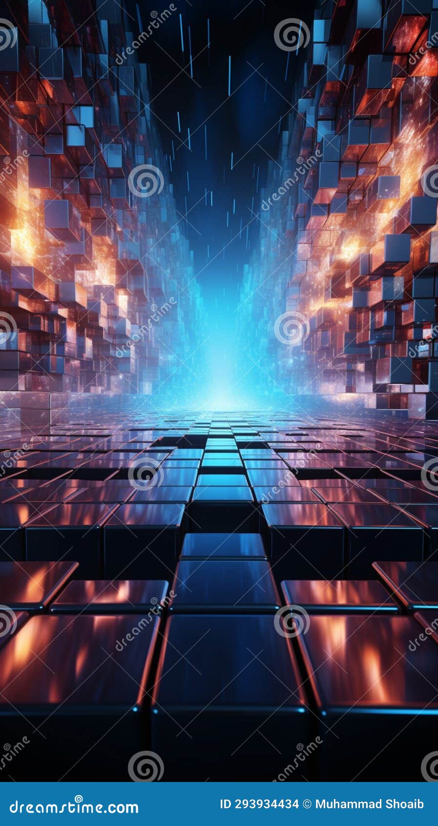 Cyberspace Meets a 3D Technology Cube in a Striking Background ...