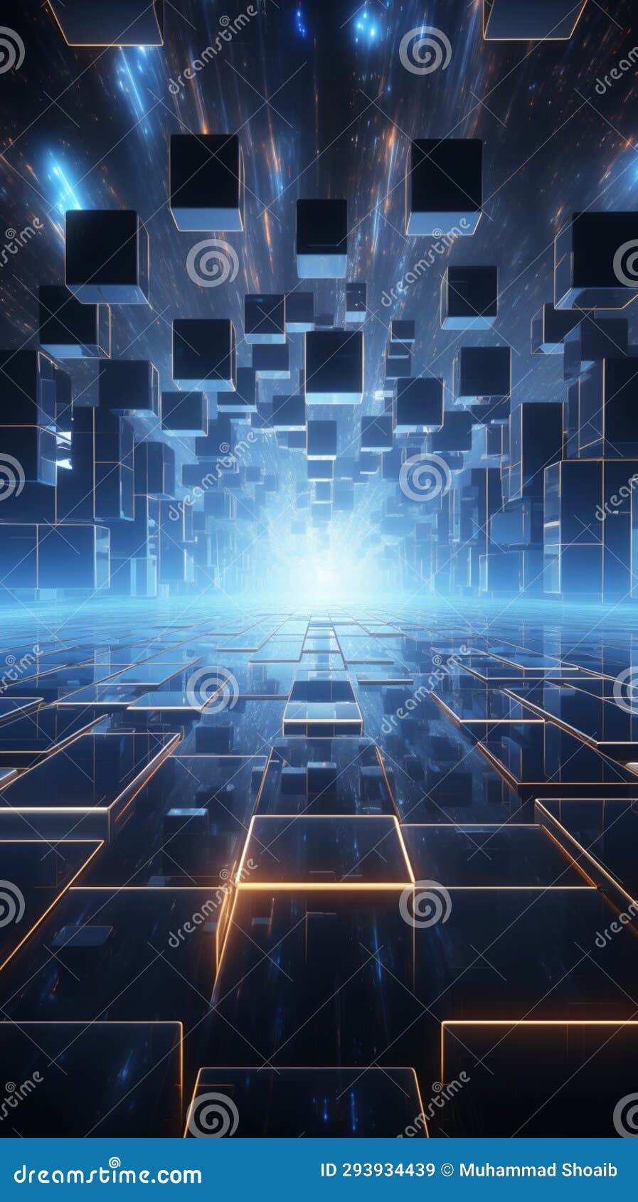 Cyberspace Meets a 3D Technology Cube in a Striking Background ...