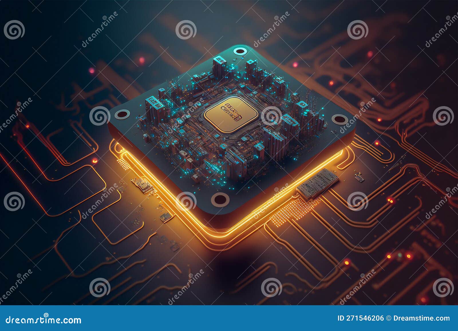 Cyberspace Motherboard Closeup Technology. Integrated Microchip Circuit ...