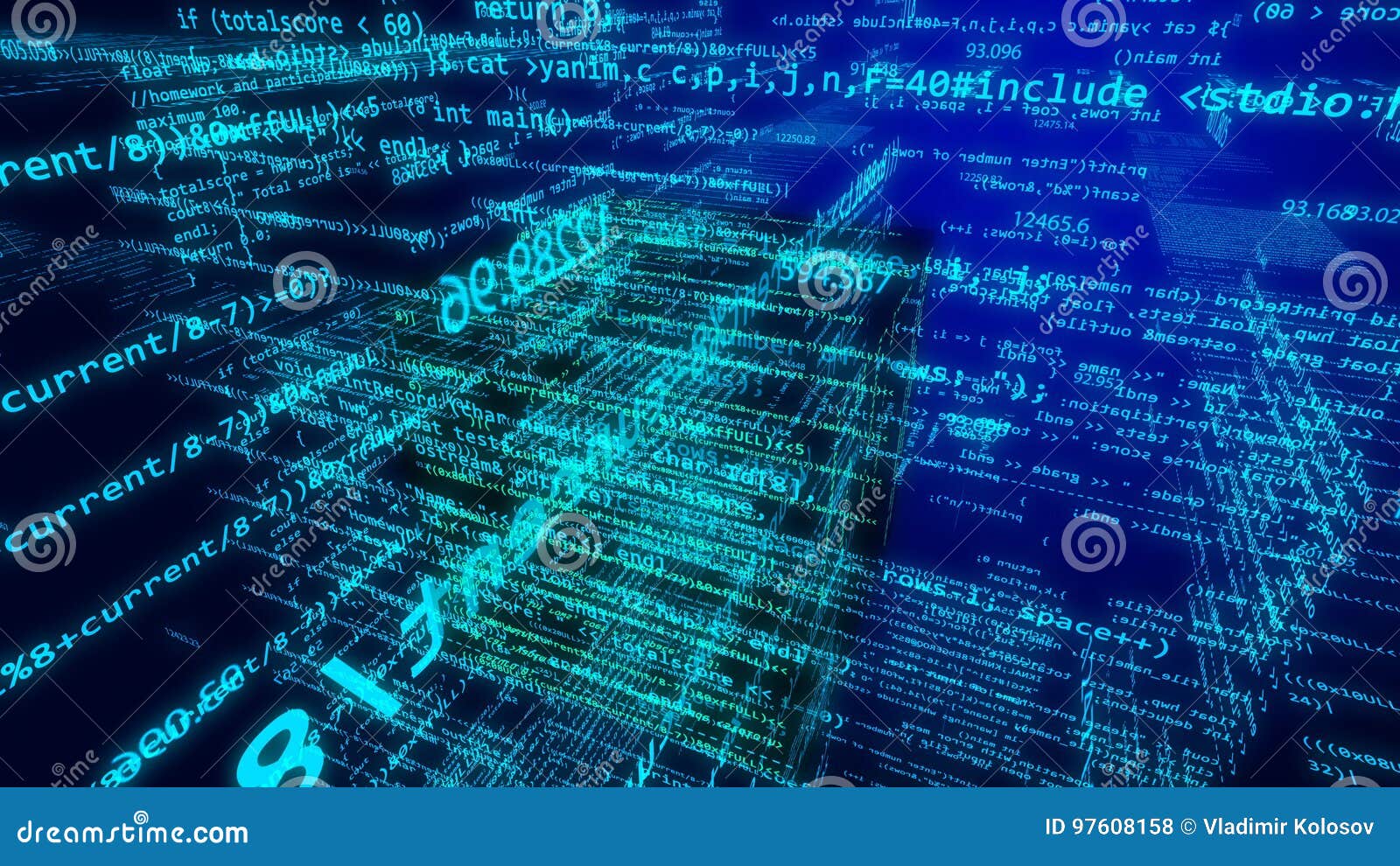 Cyberspace with Numerous Date Formulas Stock Illustration ...