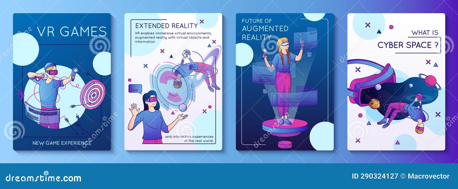 Cyberspace Posters Set stock vector. Illustration of digital - 290324127