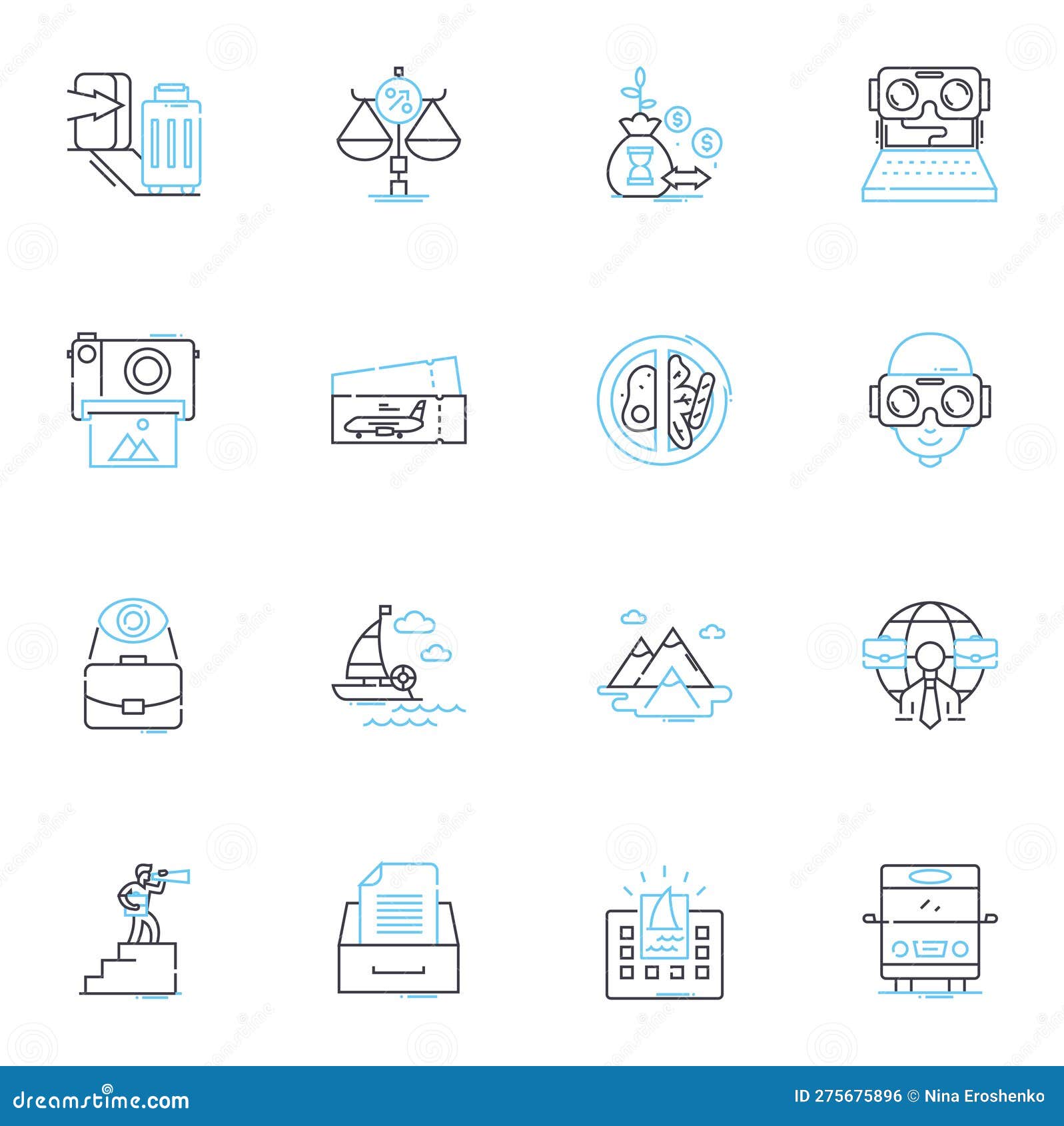 Cyberspace Realm Linear Icons Set. Virtuality, Matrix, Multimedia ...