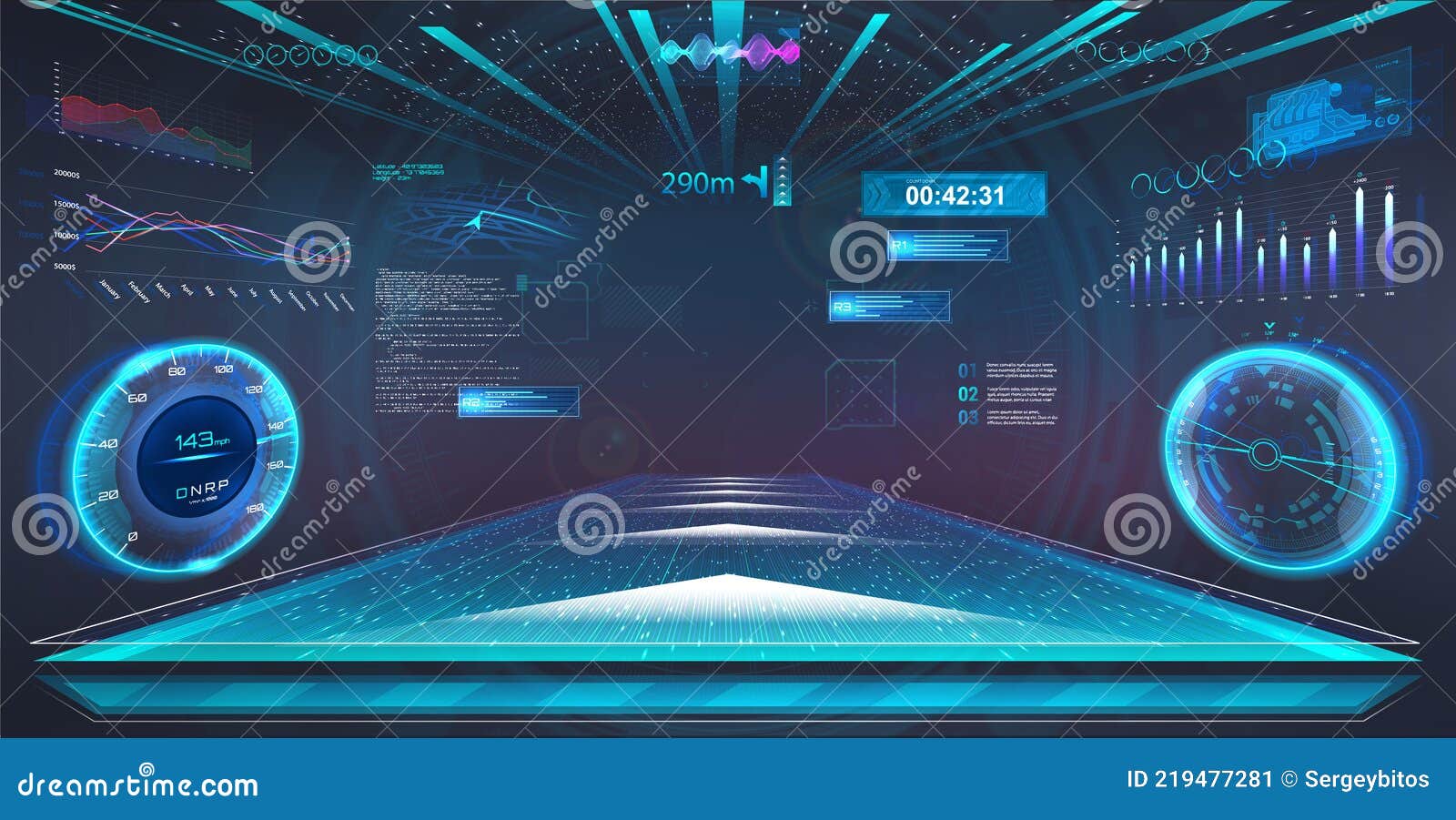 Cyberspace Virtual and Augmented Reality in HUD Style. Head Up Display ...