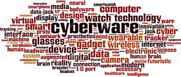 Cyberware word cloud stock vector. Illustration of cybernetic - 189940074