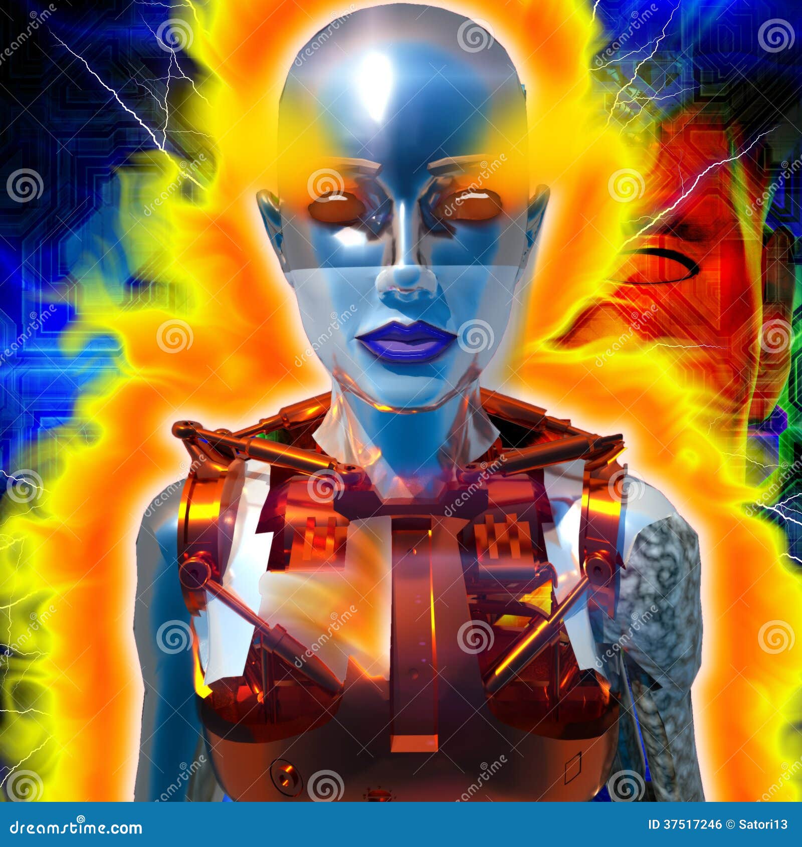 Cyborg stock de ilustración. Ilustración de persona, arte - 37517246