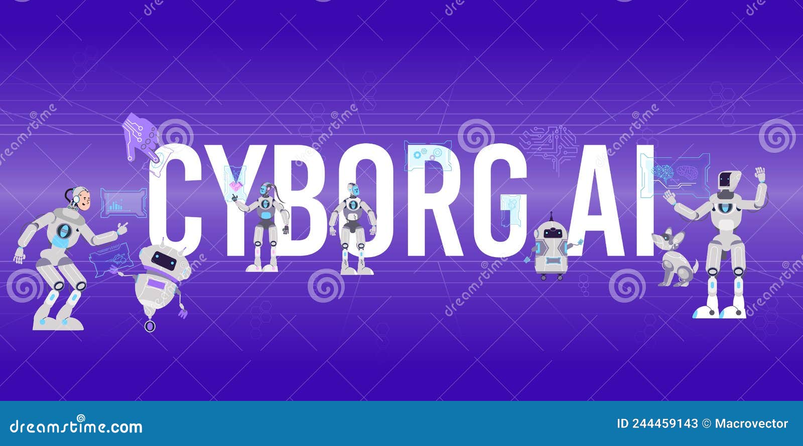 Cyborg AI Text Composition stock vector. Illustration of contact ...