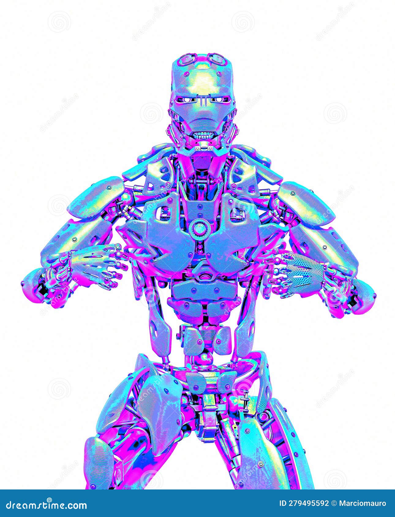 Cyborg is angry stock illustration. Illustration of automation - 279495592