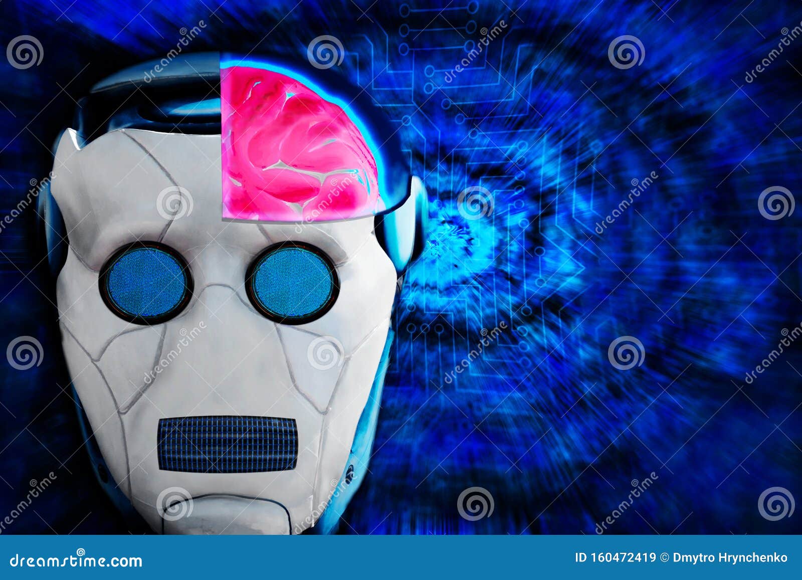 Cyborg Artificial Intelligence Concept Illustration. Closeup Of Robot ... Cyborg Artificial Intelligence Concept Illustration. Closeup Of Robot ...