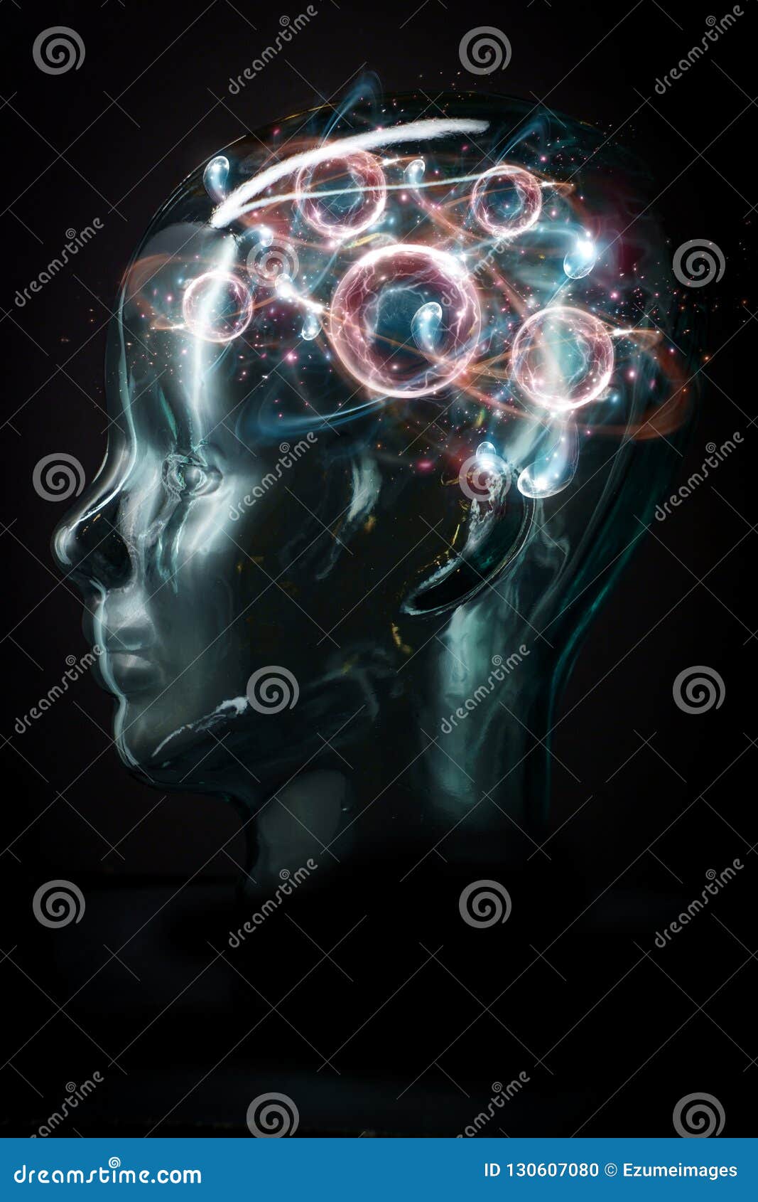 Cyborg Atomic Particle Brain Stock Illustration - Illustration of ...