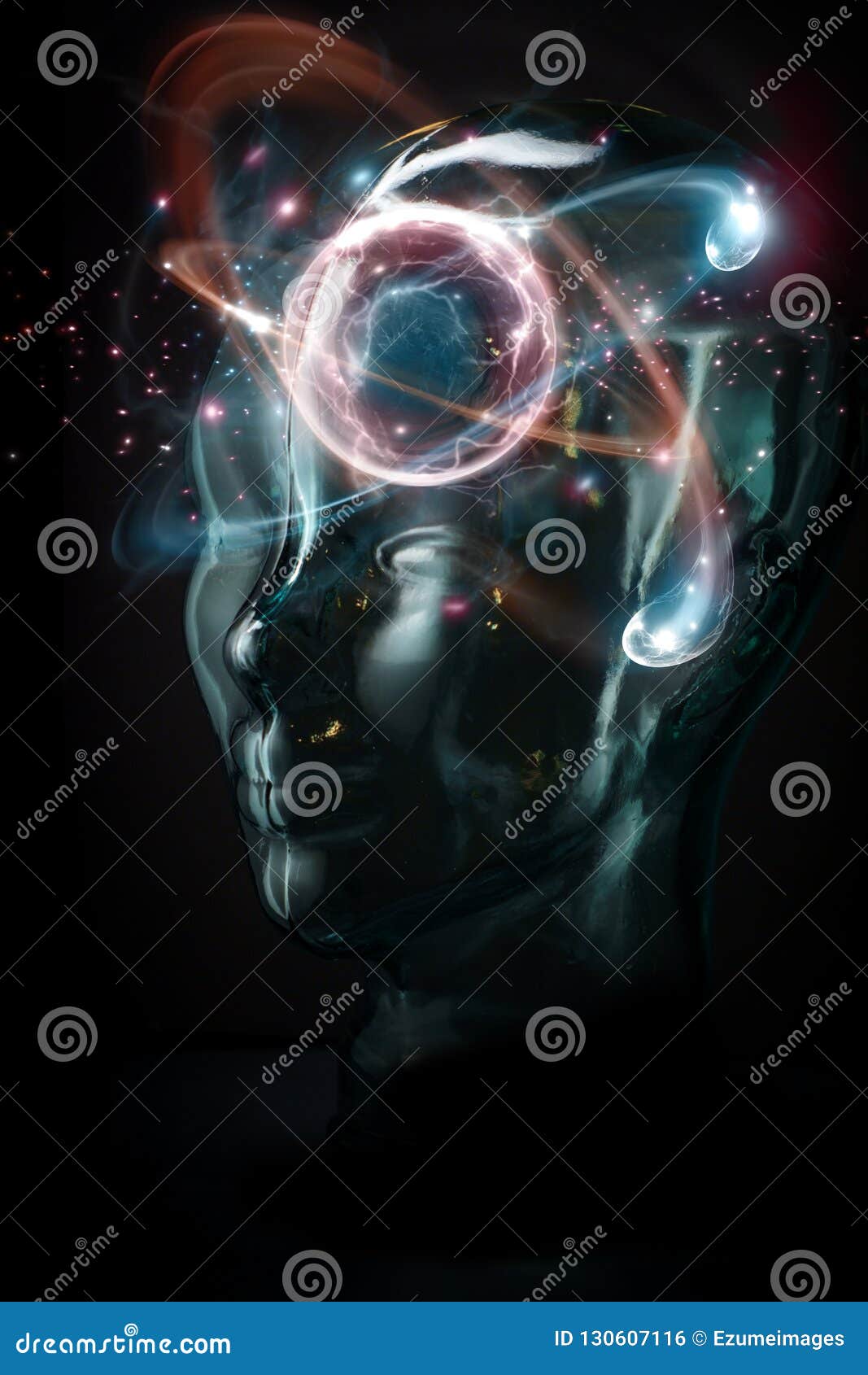 Cyborg Atomic Particle Brain Stock Illustration - Illustration of ...