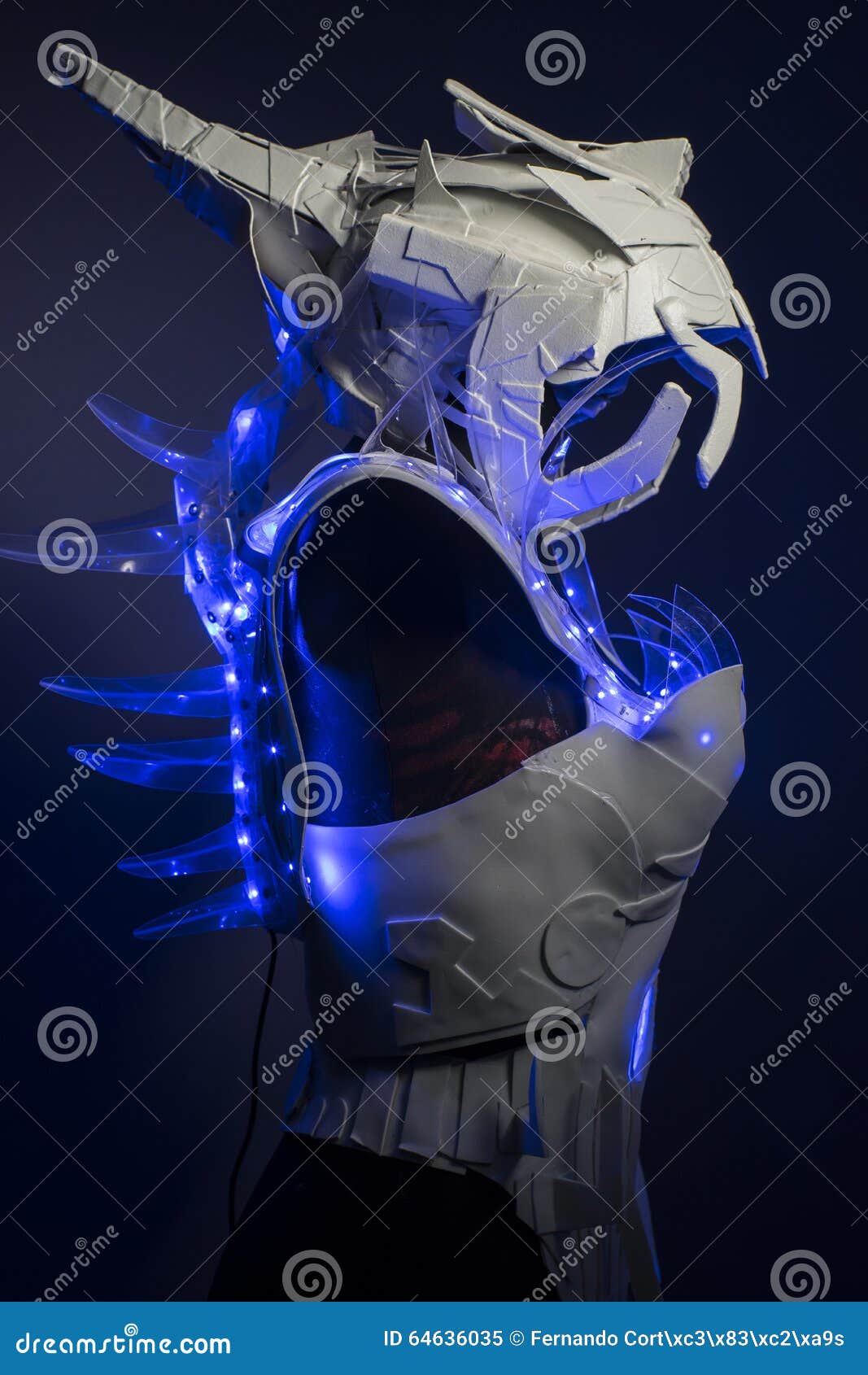 Cyborg, Bionic Armor with Blue LED Lights and Plastic Materials Stock ...