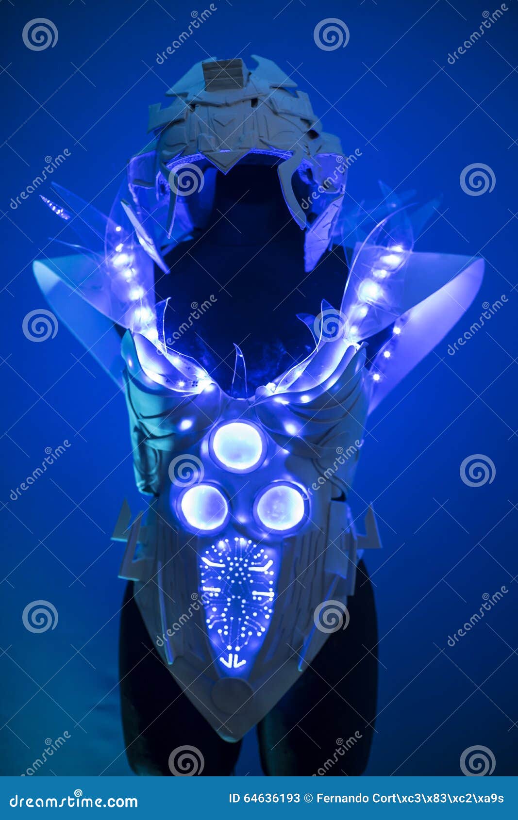 Cyborg, Bionic Armor with Blue LED Lights and Plastic Materials Stock ...