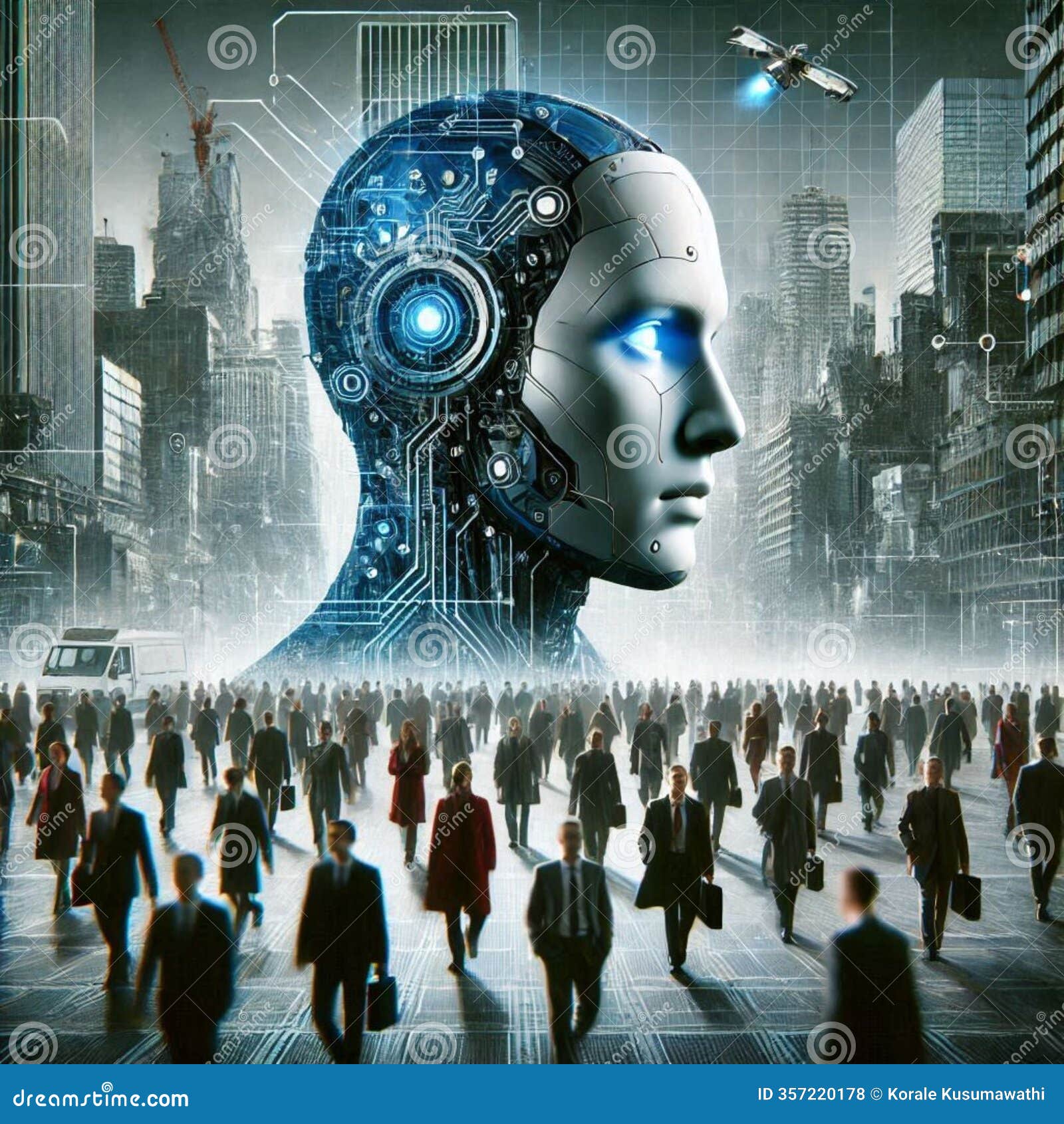 A Cyborg Blending into a Human Crowd. - 1 Stock Illustration ...