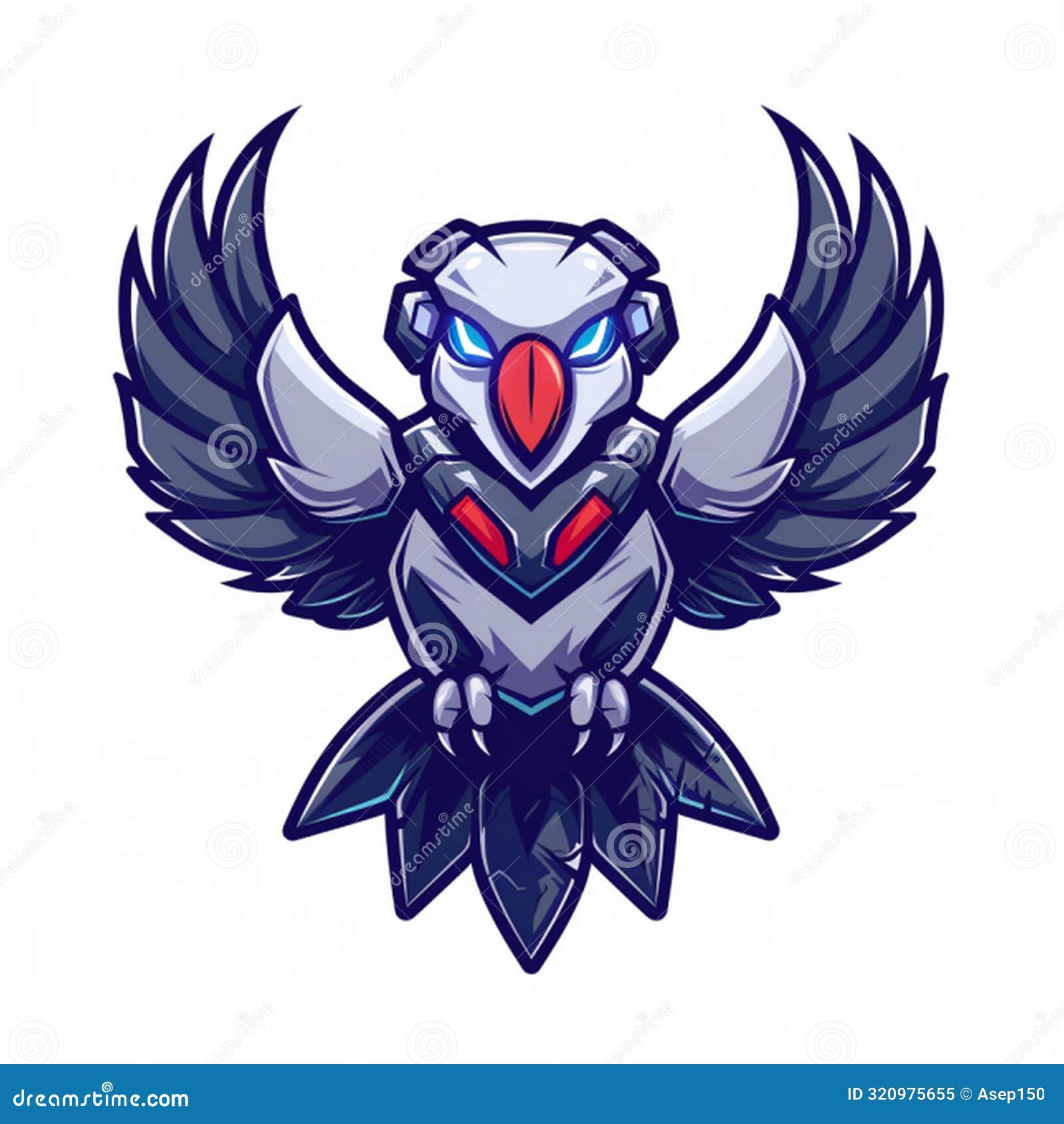 Cyborg With Blue Green Moody 80s Lighting Royalty-Free Cartoon ...