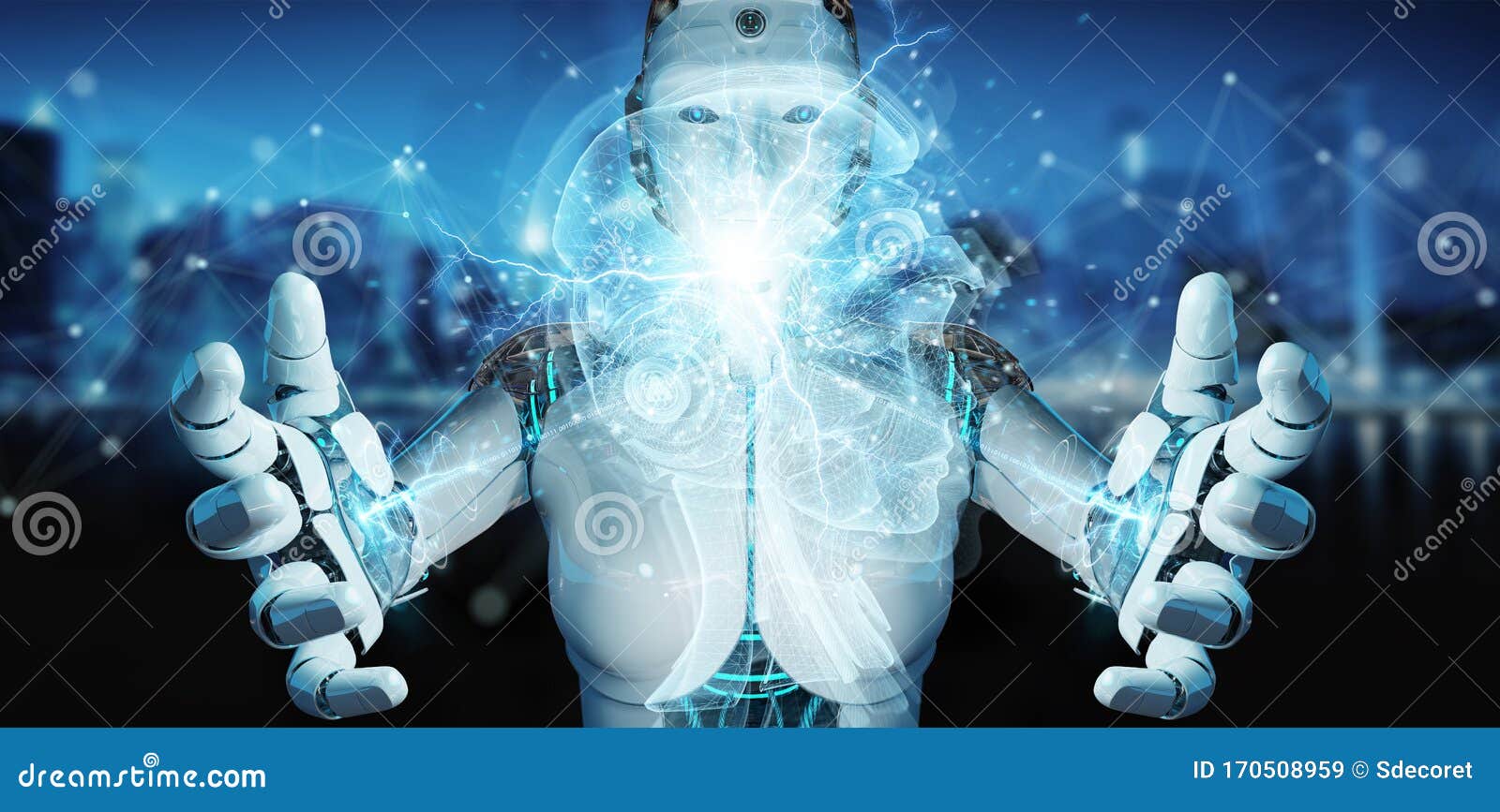 Cyborg Using Digital Artificial Intelligence Holographic Projection 3D ...