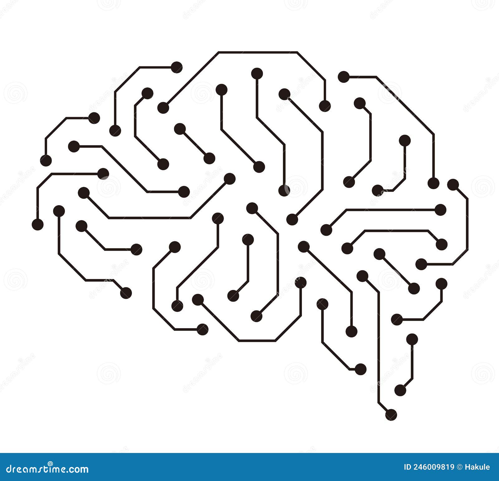 Cyborg Brain, Artificial Intelligence of Digital Human. Vector ...