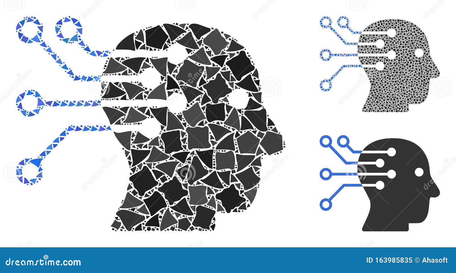 Cyborg Brain Interface Circuit Mosaic Icon of Humpy Elements Stock ...