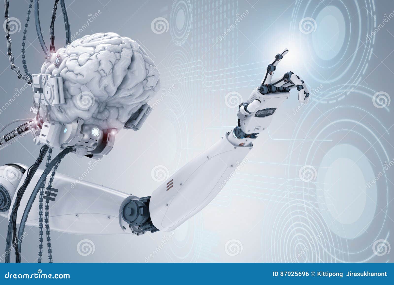 Cyborg brain working stock illustration. Illustration of clever - 87925696