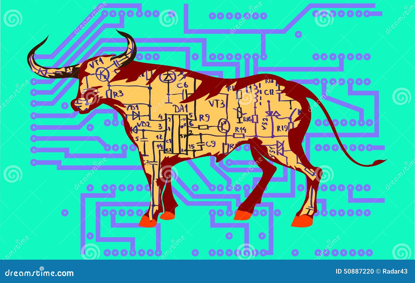 Cyborg bull stock vector. Illustration of element, clipart - 50887220