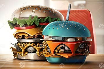 The Cyborg Burger Robot Design AI Model is a Sophisticated Artificial ...