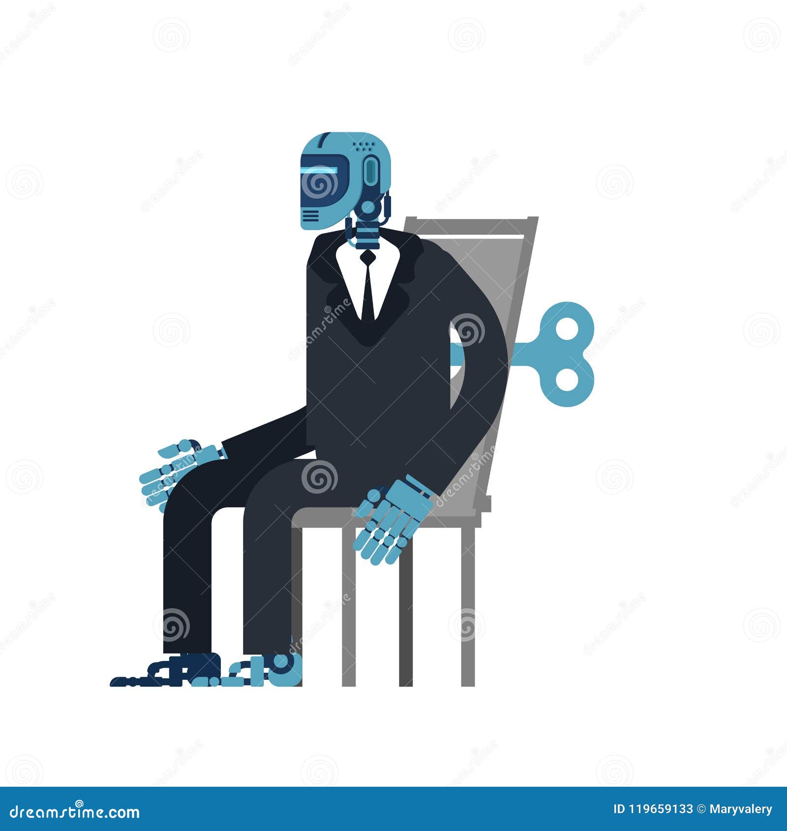 Robot Office Workers People Humanoids Handshake. Vector Illustration ...