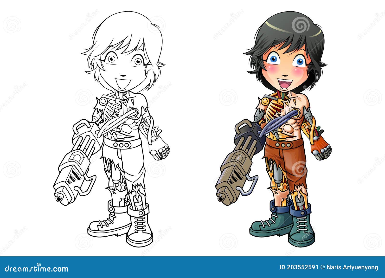 Cyborg Coloring Page For Kids Cartoon Vector | CartoonDealer.com #243706607