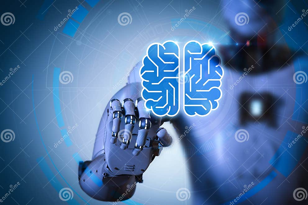 Cyborg with circuit brain stock illustration. Illustration of intellect ...