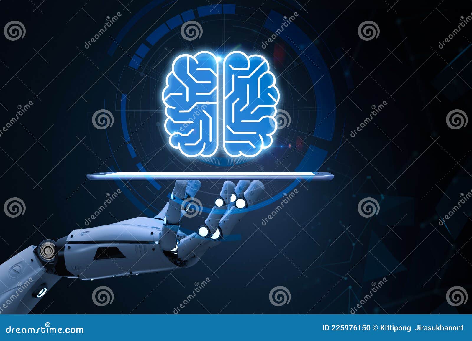 Cyborg with circuit brain stock illustration. Illustration of computer ...