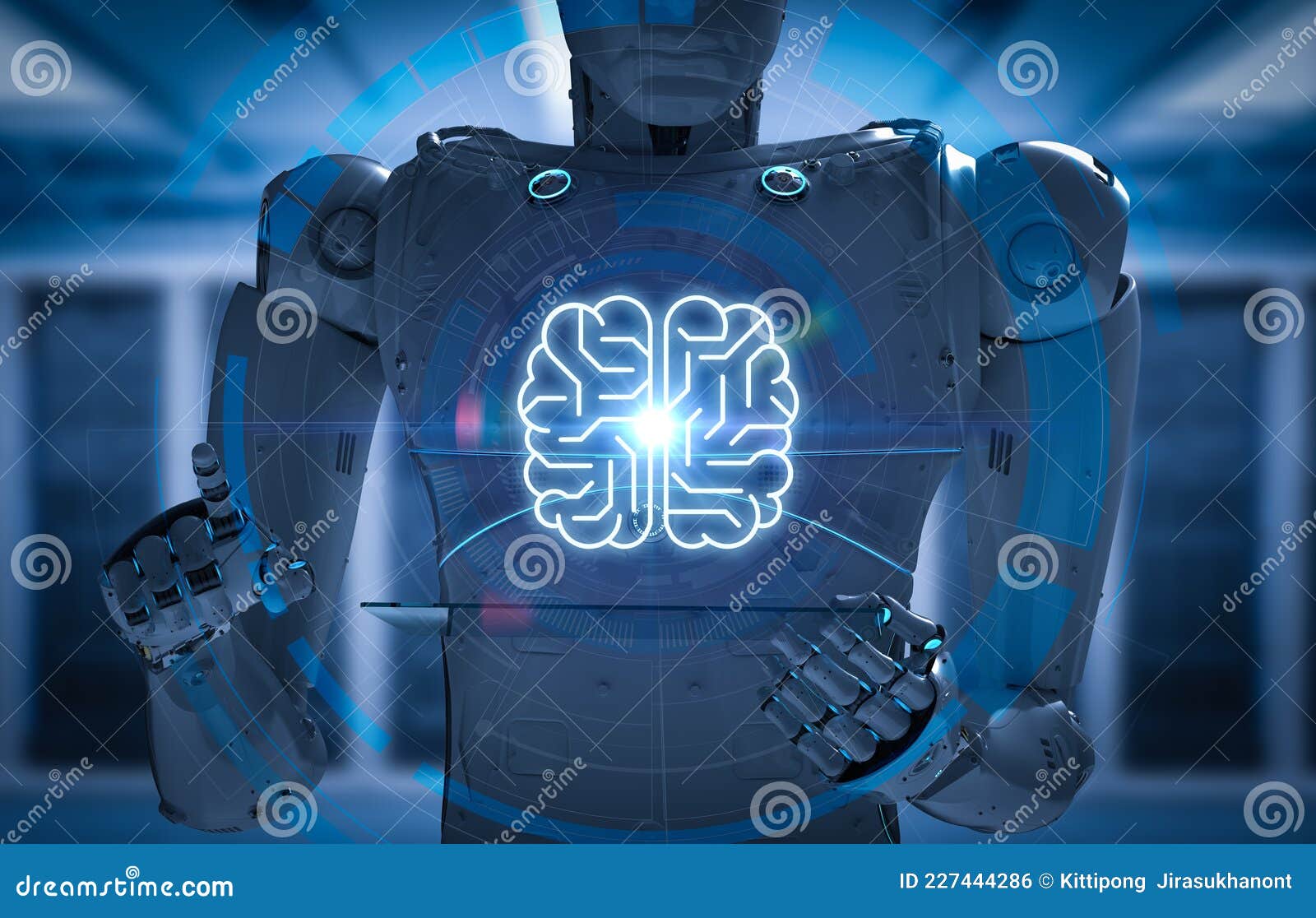 Cyborg with circuit brain stock illustration. Illustration of cyborg ...