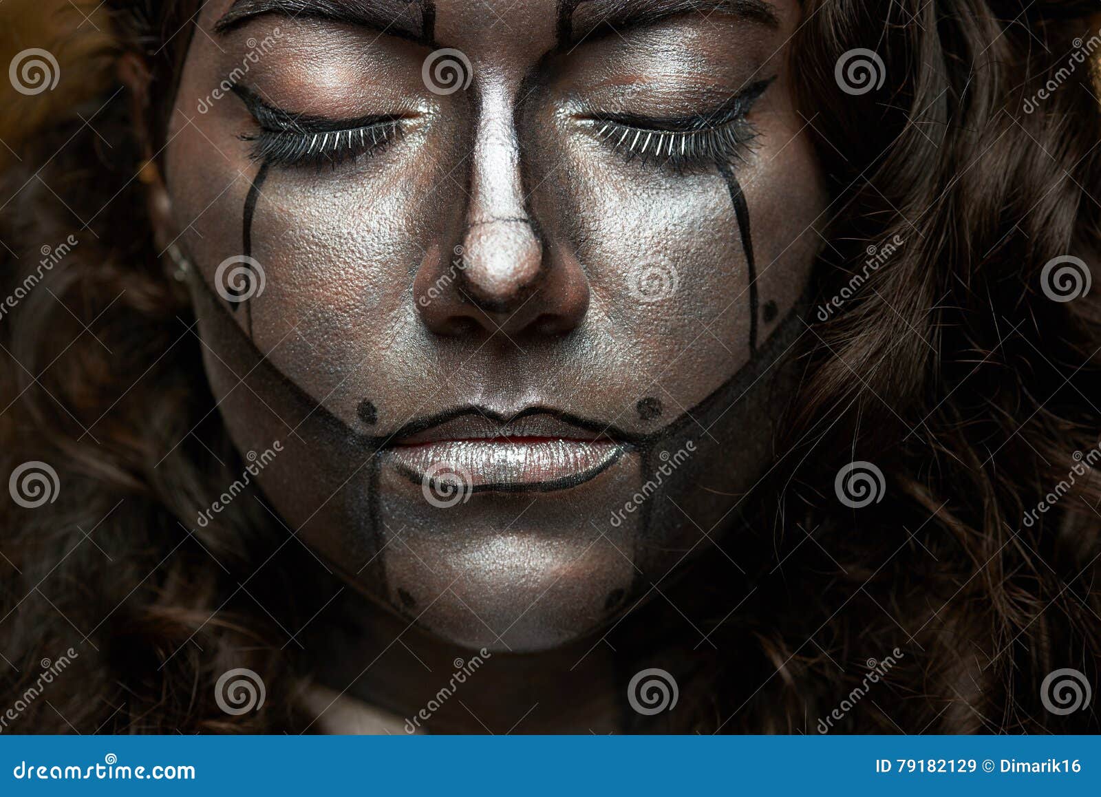 Cyborg with closed eyes stock image. Image of face, female - 79182129
