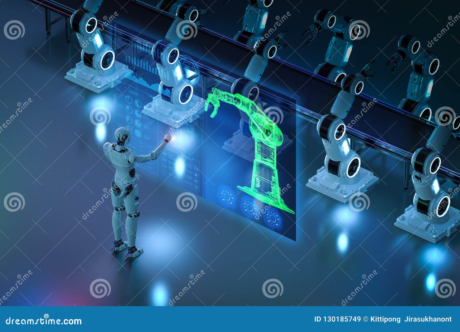 Cyborg control robot arm stock illustration. Illustration of automation ...