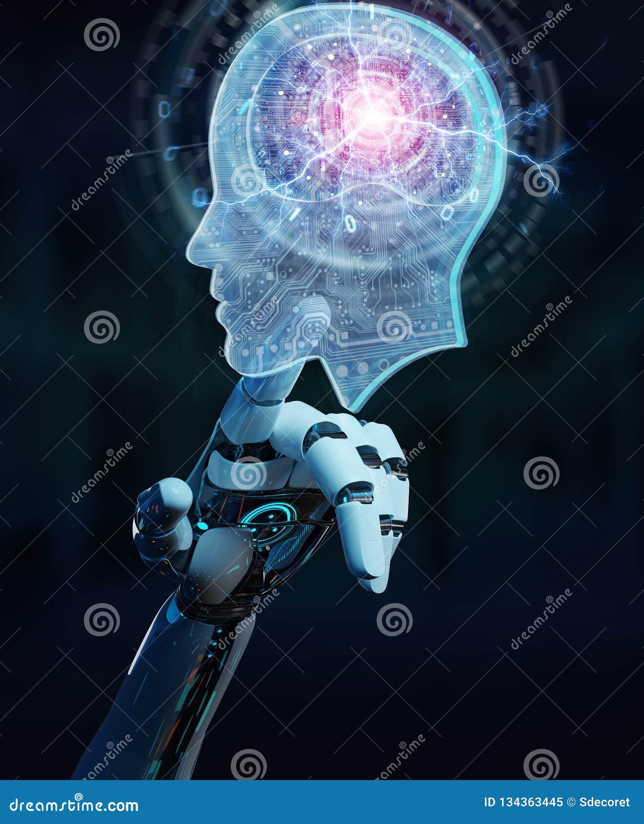 Cyborg Creating Artificial Intelligence 3D Rendering Stock Illustration ...