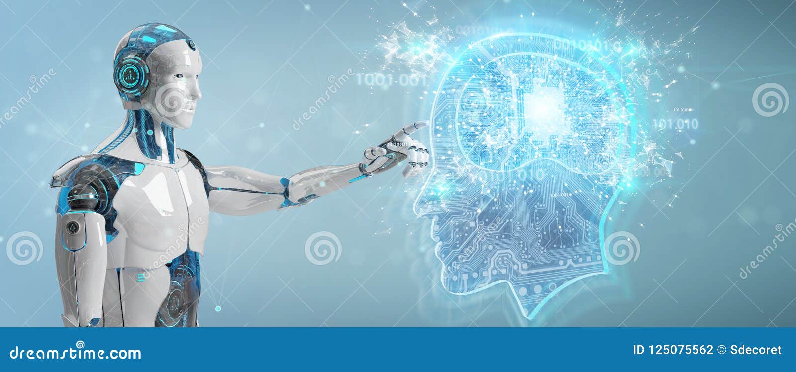 Cyborg Creating Artificial Intelligence 3D Rendering Stock Illustration ...