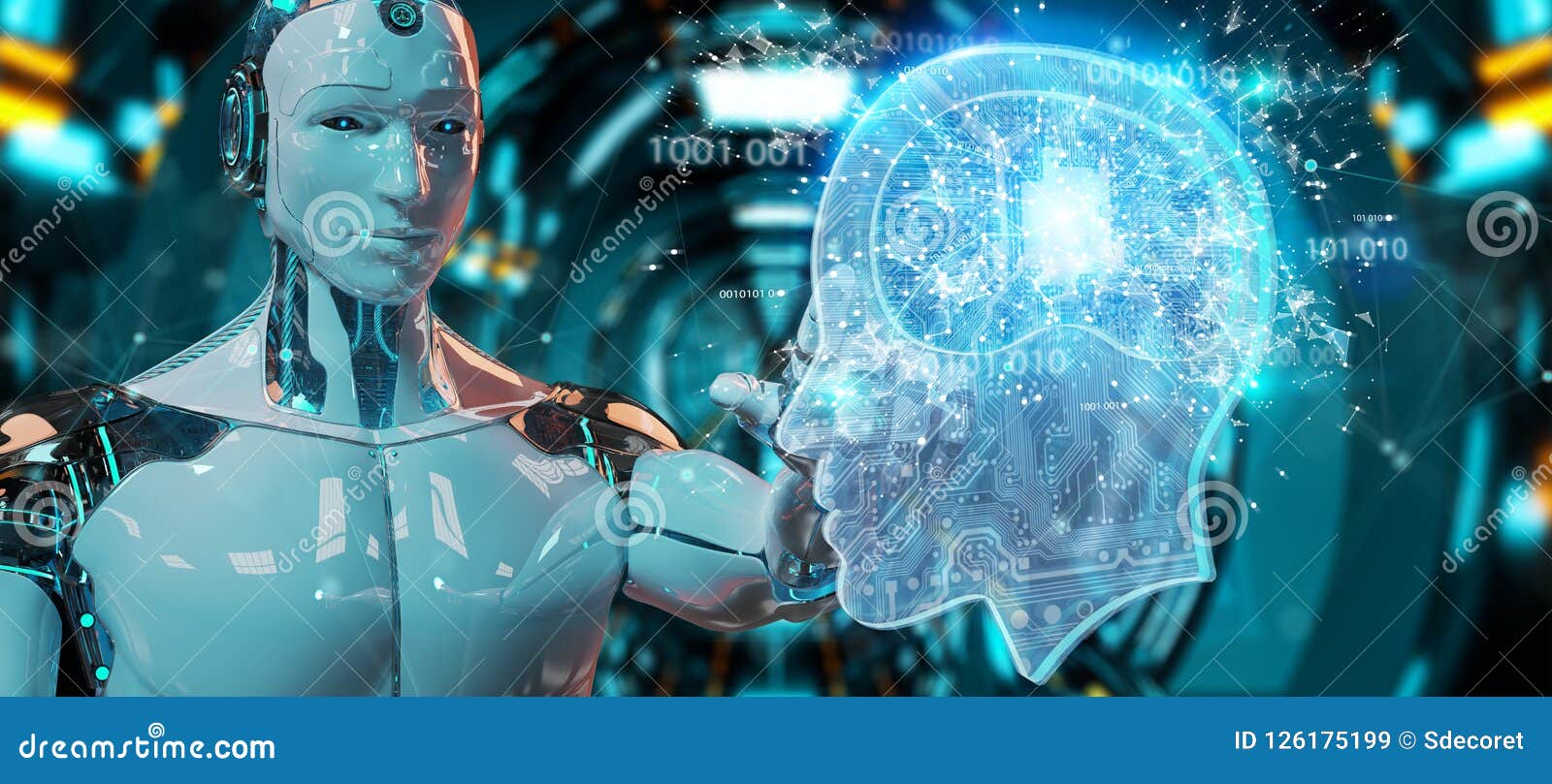 Cyborg Creating Artificial Intelligence 3D Rendering Stock Illustration ...