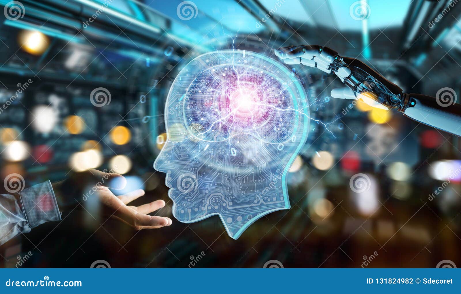 Cyborg Creating Artificial Intelligence 3D Rendering Stock Illustration ...