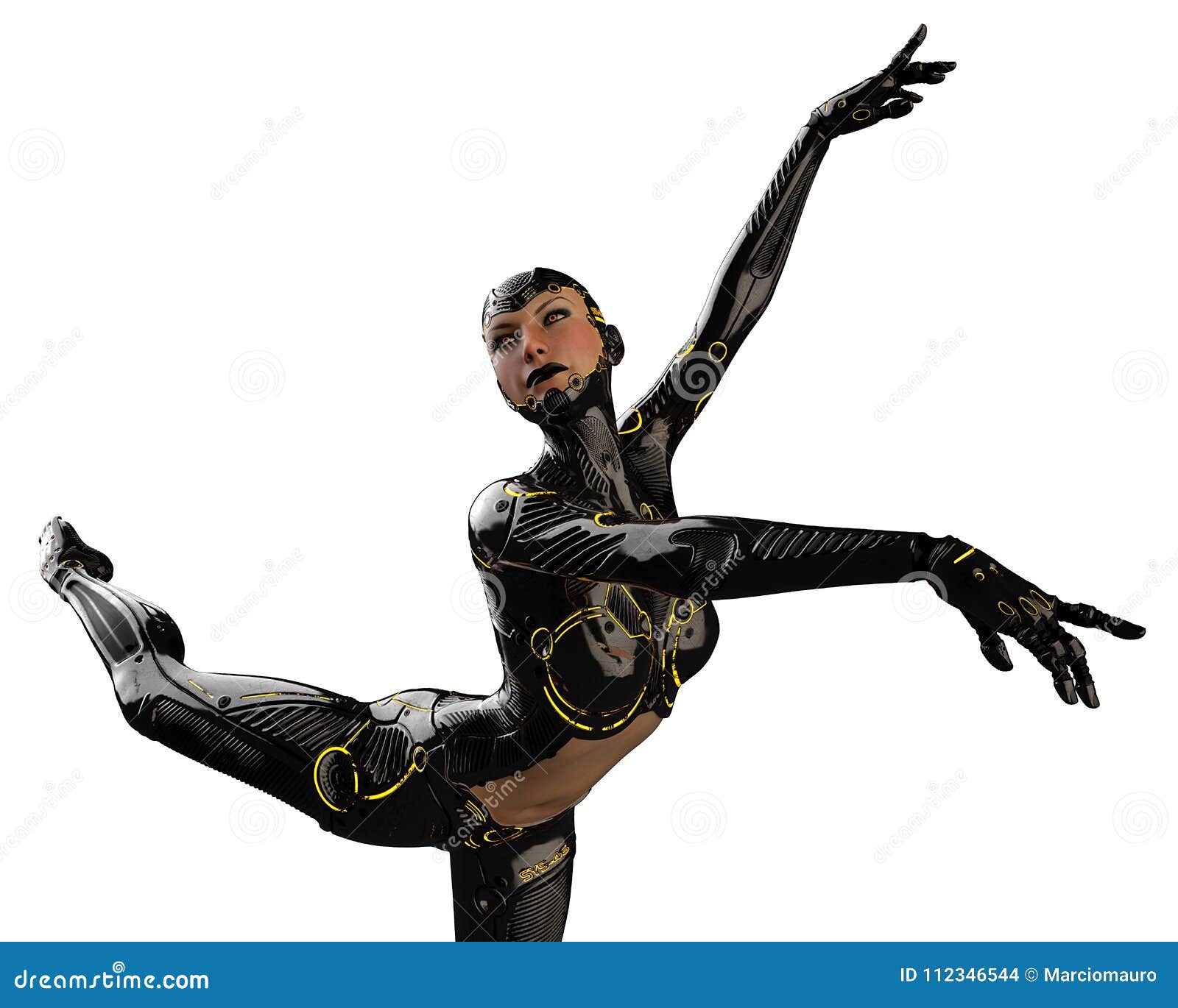 Cyborg dancing in the dark stock illustration. Illustration of glowing ...